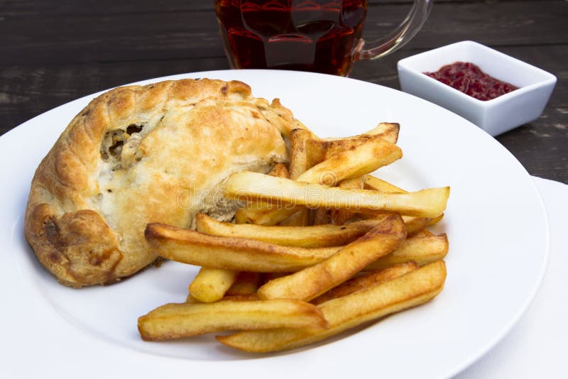 Pasty and Chips Meal stock photo. Image of england, british - 34974636