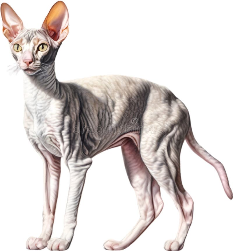 Cornish Rex Cat, Colored-pencil Sketch of a Cornish Rex Cat. AI ...