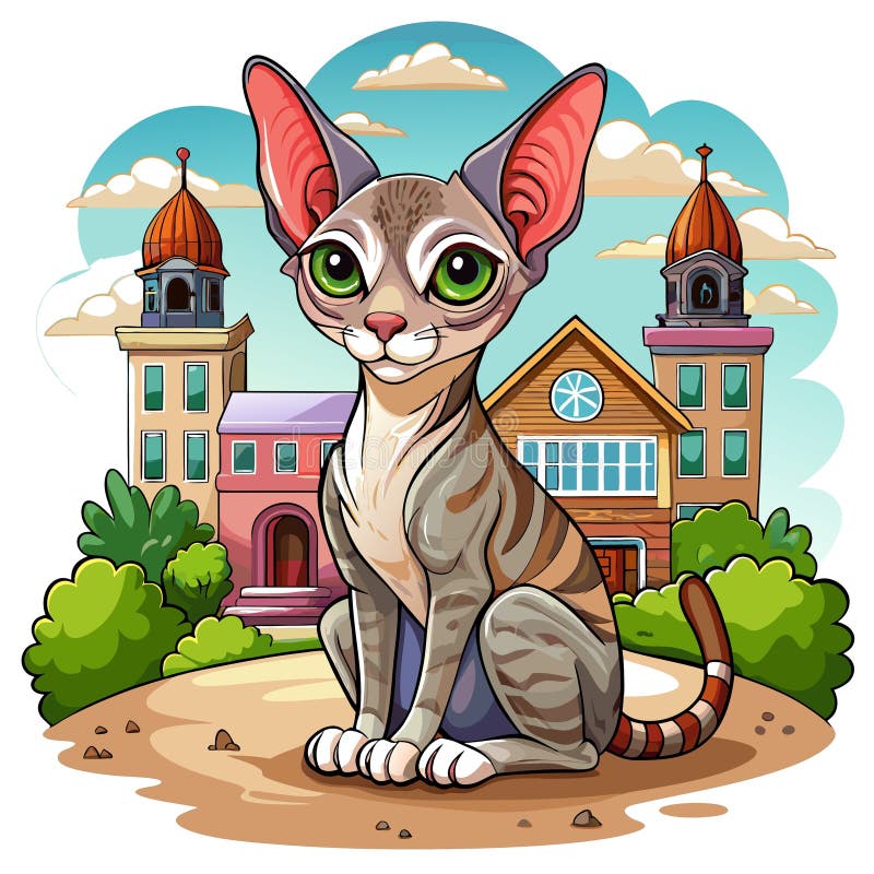 Cornish Rex Cat Kind Sits School Vector Stock Illustration ...
