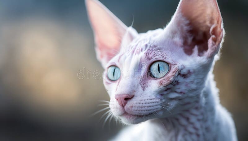 Cornish Rex Cat Medium Shot White Pink Blue Magical Fantasy Bokeh ...