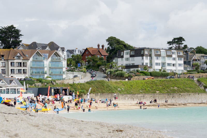 Cornish Sea Front, Overlooking the Ocean with Structures, Hills To the ...