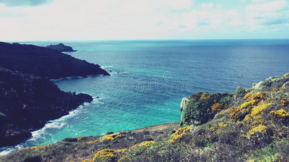 Cornish View stock photo. Image of cliff, commercial - 90935686