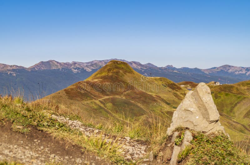The Greenery and Mountain Peaks in Summer Stock Photo - Image of scale ...