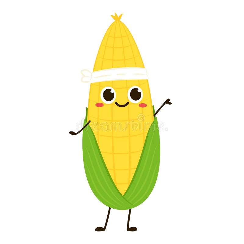 Corn Cartoon Vector. Cute Vegetable Vector Character Isolated on White ...