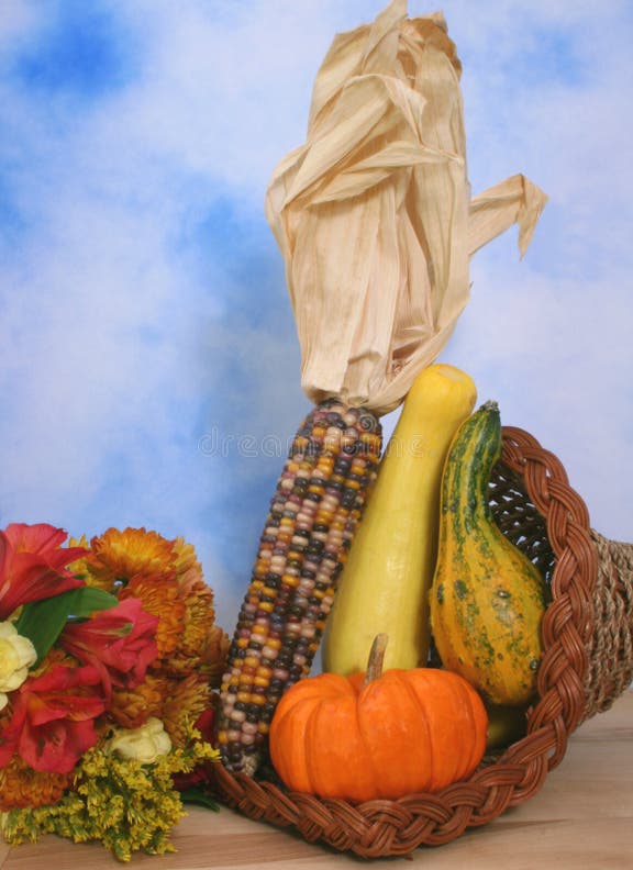 Cornucopia stock photo. Image of corn, cornucopia, blue - 1477972
