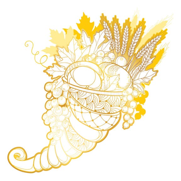 Cornucopia White Background Stock Illustrations – 808 Cornucopia White ...