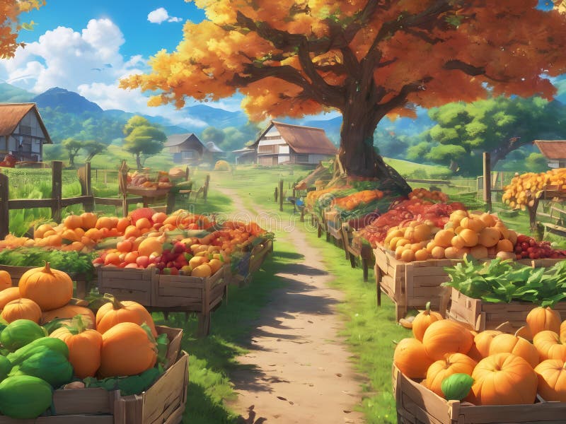 Cornucopia Corners: Celebrating Plenty in Fall Stock Illustration ...