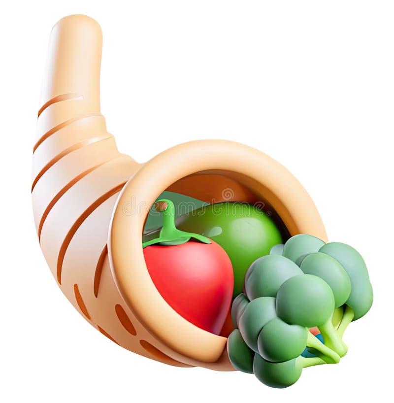 Cornucopia 3d Icon, 3d Cartoon Illustration Stock Illustration ...