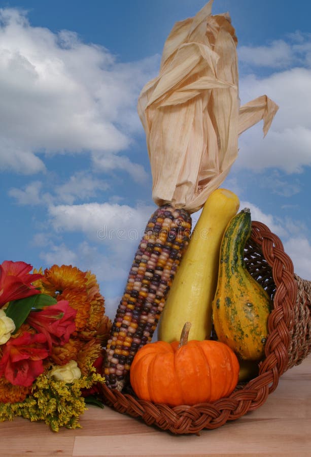 Cornucopia stock photo. Image of corn, cornucopia, blue - 1477972