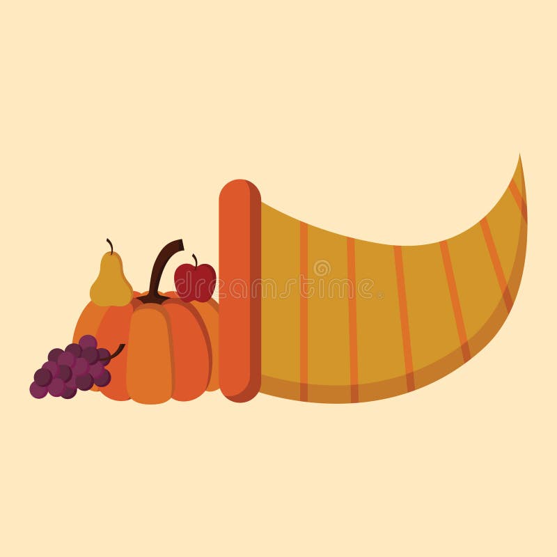Cornucopia with Fruits. Vector Illustration Decorative Design Stock ...
