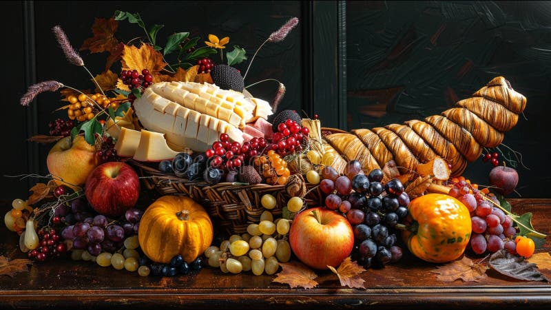 Cornucopia Fruits Vegetables Lush Food Buffet Prosperity Unity Farming ...