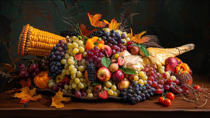 Cornucopia Fruits Vegetables Lush Food Buffet Prosperity Unity Farming ...