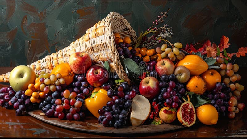 Cornucopia Fruits Vegetables Lush Food Buffet Prosperity Unity Farming ...