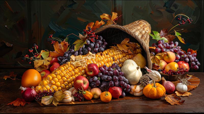 Cornucopia Fruits Vegetables Lush Food Buffet Prosperity Unity Farming ...