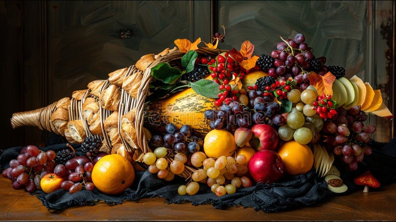 Cornucopia Fruits Vegetables Lush Food Buffet Prosperity Unity Farming ...