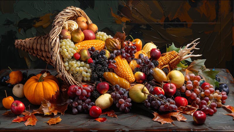 Cornucopia Fruits Vegetables Lush Food Buffet Prosperity Unity Farming ...