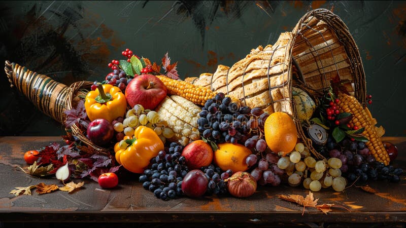 Cornucopia Fruits Vegetables Lush Food Buffet Prosperity Unity Farming ...