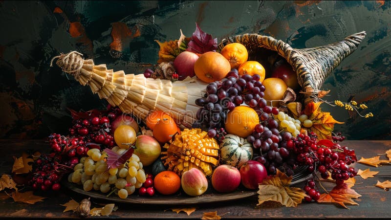 Cornucopia Fruits Vegetables Lush Food Buffet Prosperity Unity Farming ...