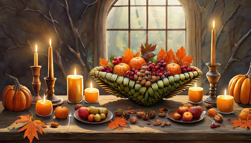 Cornucopia Full of Harvest Vegetables and Fruits Stock Illustration ...