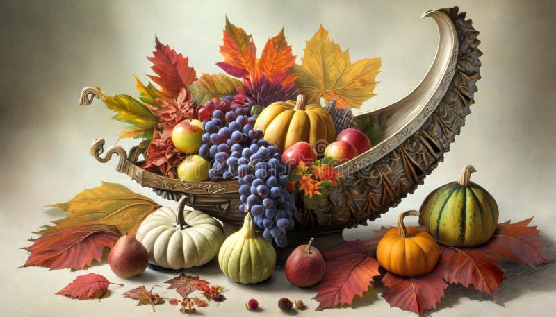 Cornucopia Full of Harvest Vegetables and Fruits Stock Illustration ...
