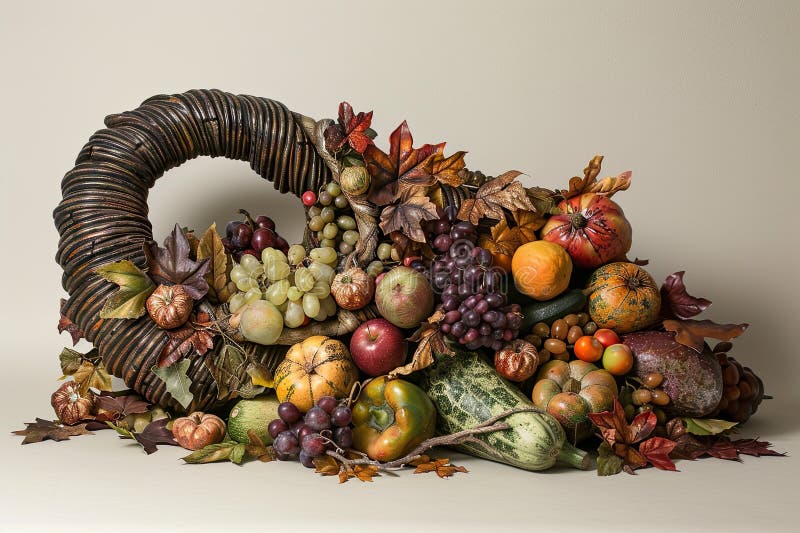 Cornucopia of harvest stock illustration. Illustration of valley ...