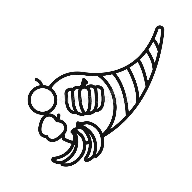 Cornucopia Icon Black Line Art Vector Logo Stock Vector - Illustration ...