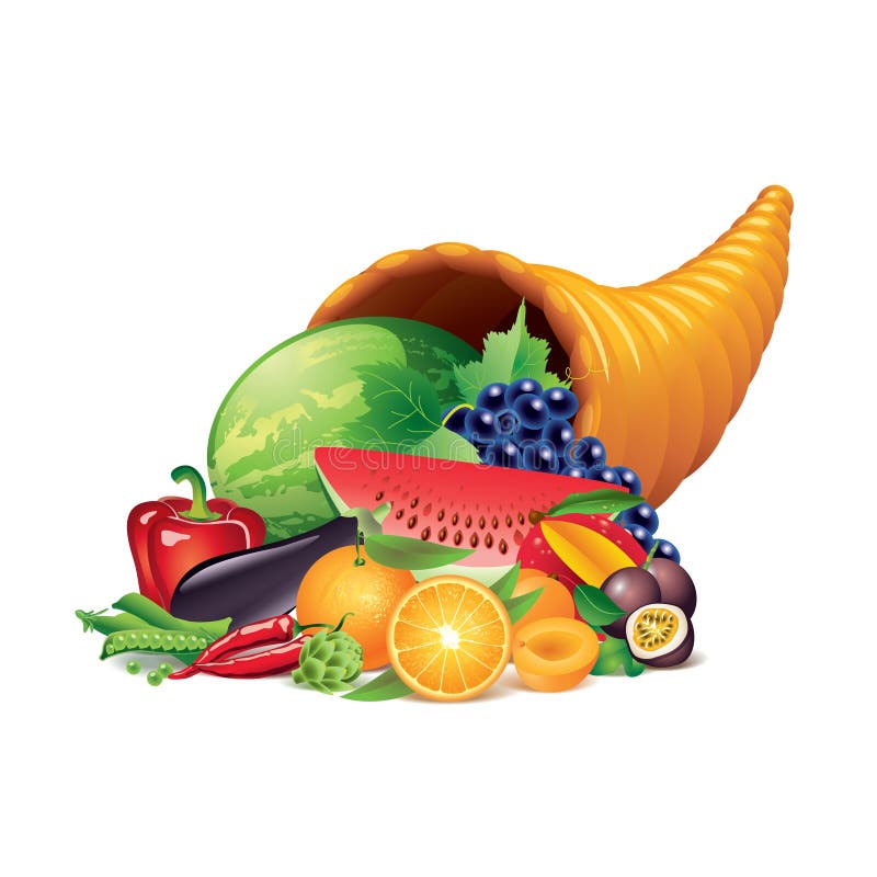Isolated Cornucopia or Horn of Plenty in Cartoon Style, Vector ...