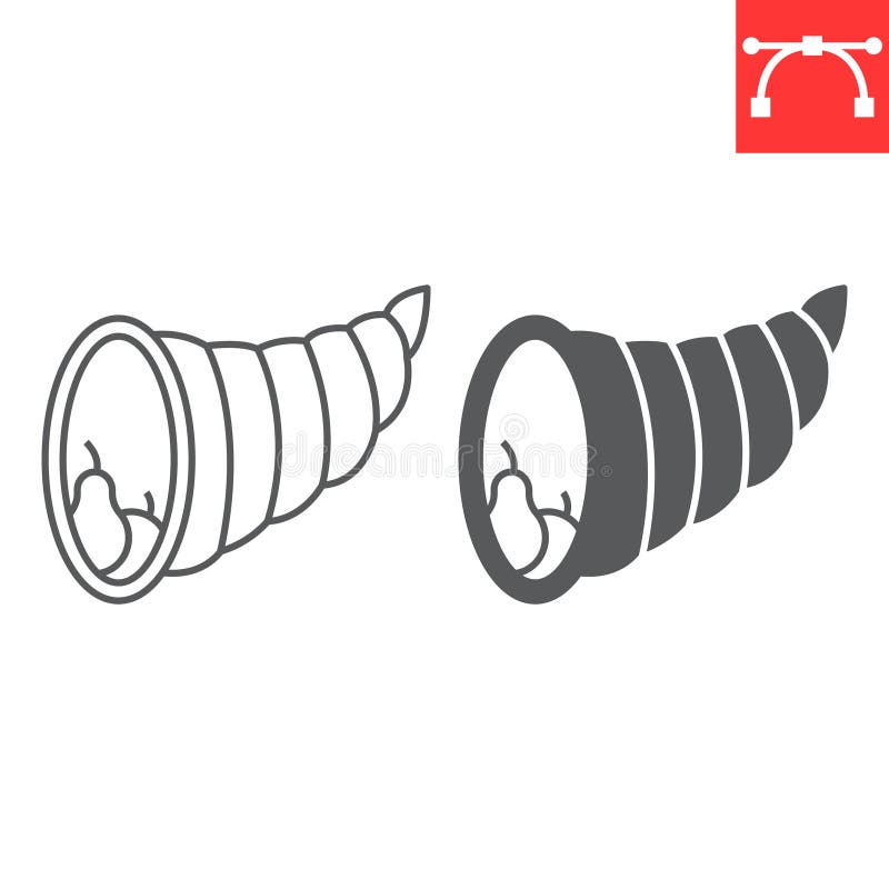 Cornucopia Line and Glyph Icon Stock Vector - Illustration of abundance ...