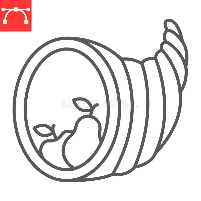 Cornucopia line icon stock vector. Illustration of logo - 253198542