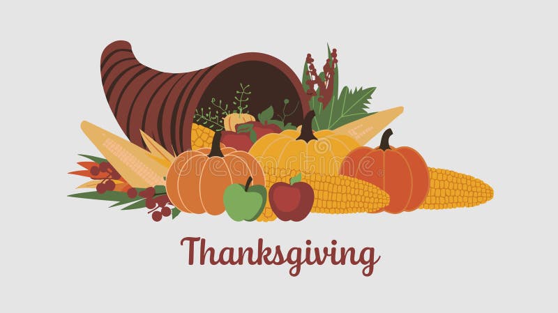 Cornucopia Overflowing with Autumn Harvest and Pumpkin, Space for ...