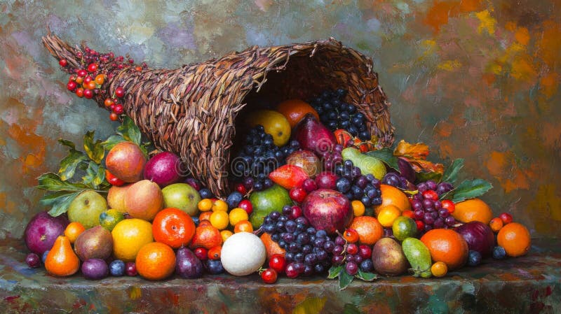 A Cornucopia Overflowing with Colorful Fruits and Berries Stock ...