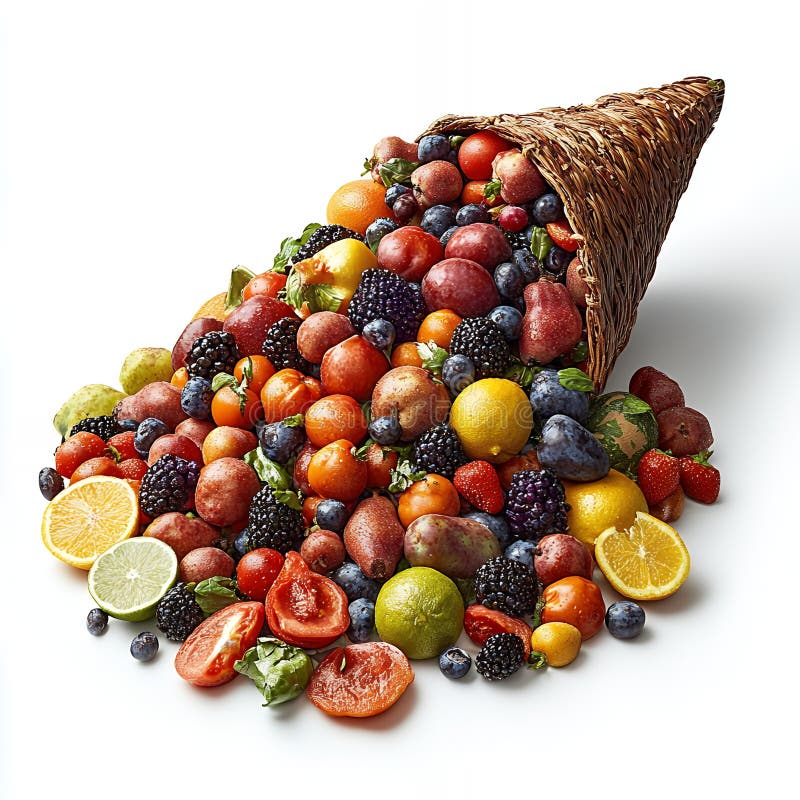 A Cornucopia Overflowing with a Variety of Fresh Fruit Stock Photo ...