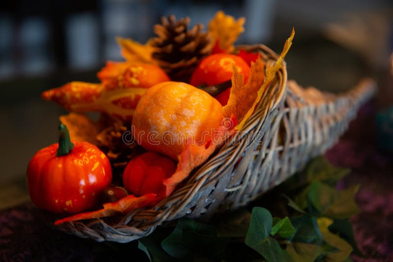 Two Cornucopia Inside the Square Stock Photo - Image of fruits ...