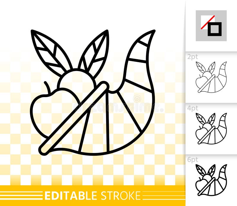 Cornucopia Thanksgiving Day Black Line Vector Icon Stock Vector ...