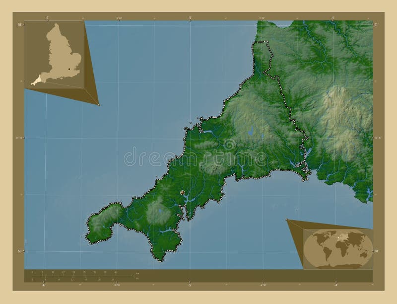 Cornwall, England - Great Britain. Physical. Capital Stock Illustration ...