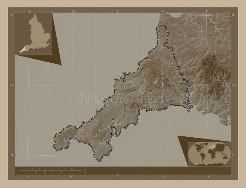 Cornwall, England - Great Britain. Sepia. Capital Stock Illustration ...