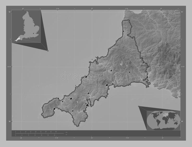 Cornwall, England - Great Britain. Grayscale. Major Cities Stock ...