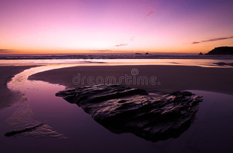 Cornwall Beach Sunset Landscape Stock Photo - Image of cornwall, sand ...