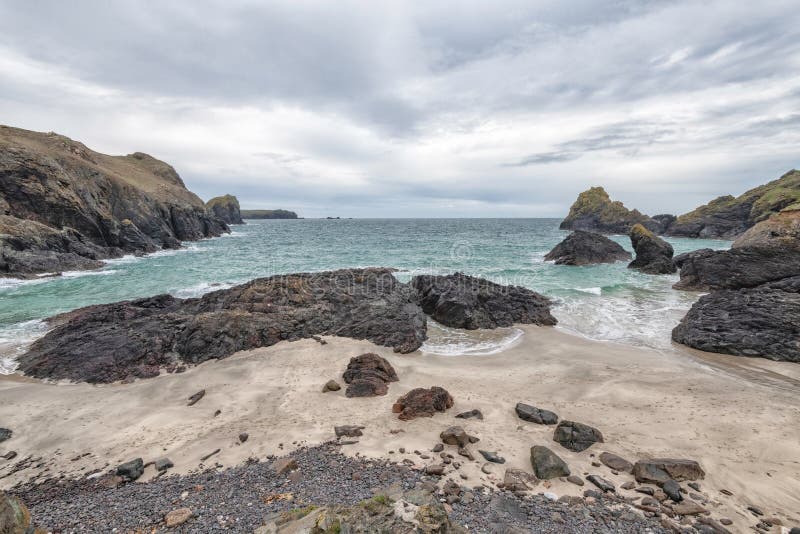 Cornwall Beach and Waves at Kynance Cove Stock Photo - Image of ...