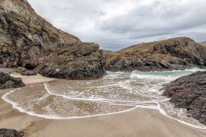 Cornwall Beach and Waves at Kynance Cove Stock Photo - Image of ...