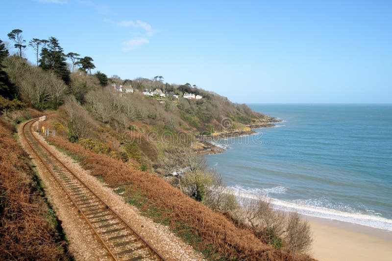 Cornwall Coast Railway Line. Stock Photo - Image of embankment ...