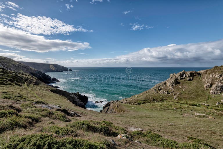 Cornwall Lizard Peninsular and Cornish Coastal Footpath Stock Image ...