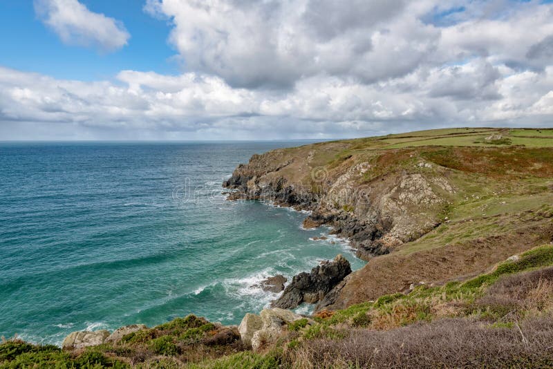 Cornwall Lizard Peninsular and Cornish Coastal Footpath Stock Image ...