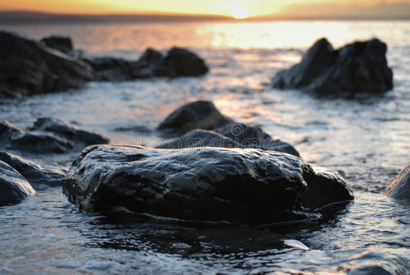 Cornwall Sunrise Wet Rock in the Sea Close Up Stock Photo - Image of ...