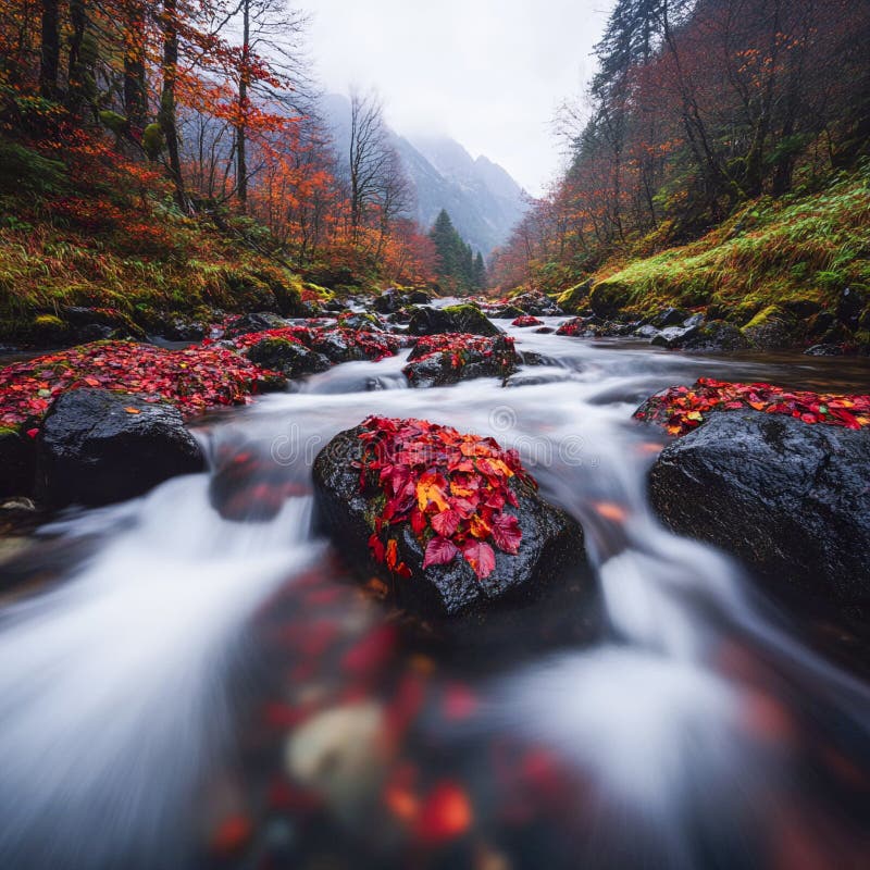 Colorful Amazing River Landscape, Generative AI Stock Image - Image of ...