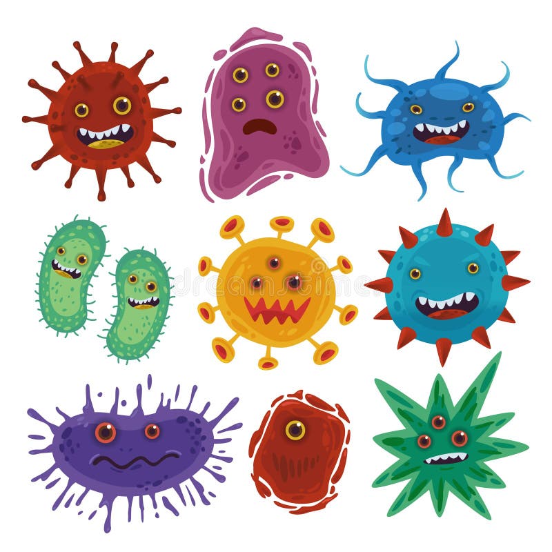 Various Shapes and Colors of Viruses Stock Vector - Illustration of ...