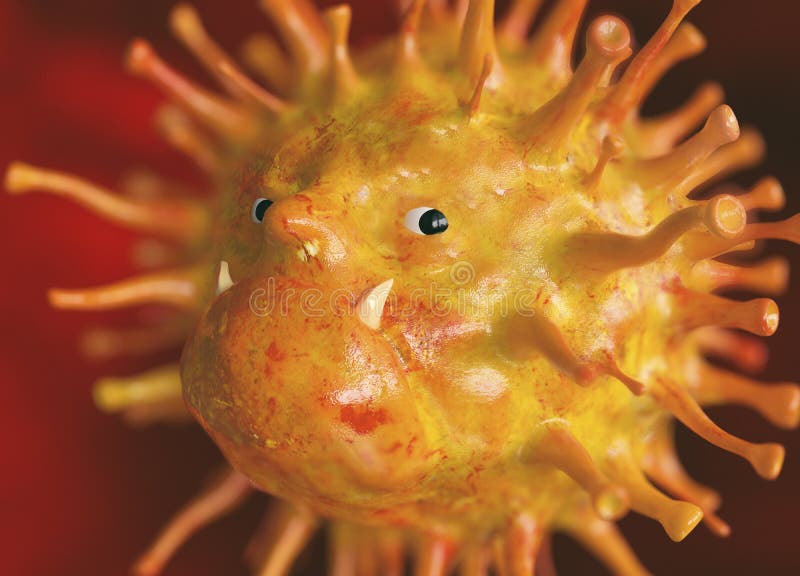 Corona Virus As a Cartoon with Realistic Representation - 3D Rendering ...