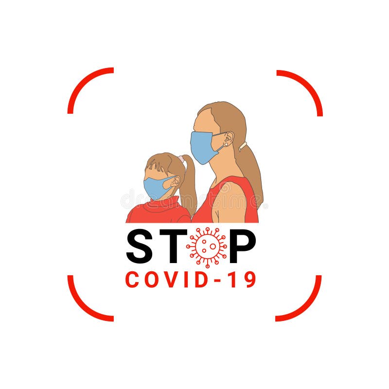 Corona Virus Banner Template Mother and Girl Stock Illustration ...
