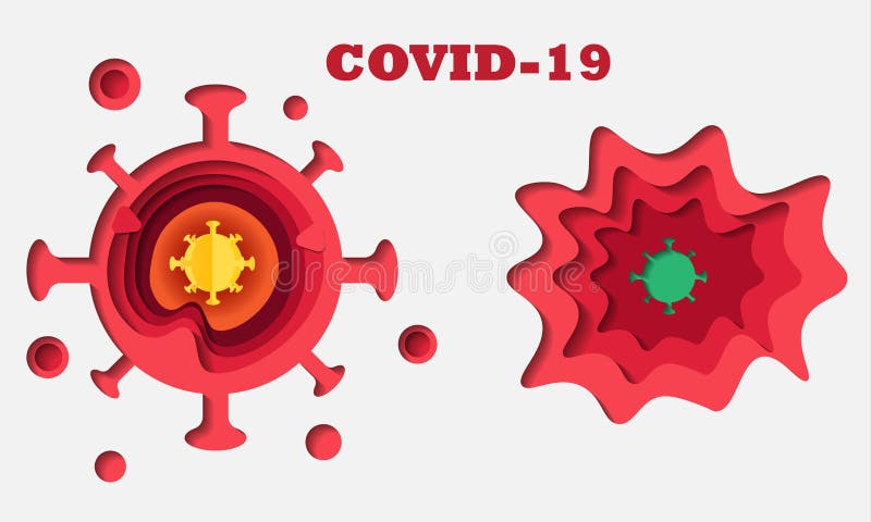 Corona Virus Cell Paper Cut Style on White Background Stock Vector ...
