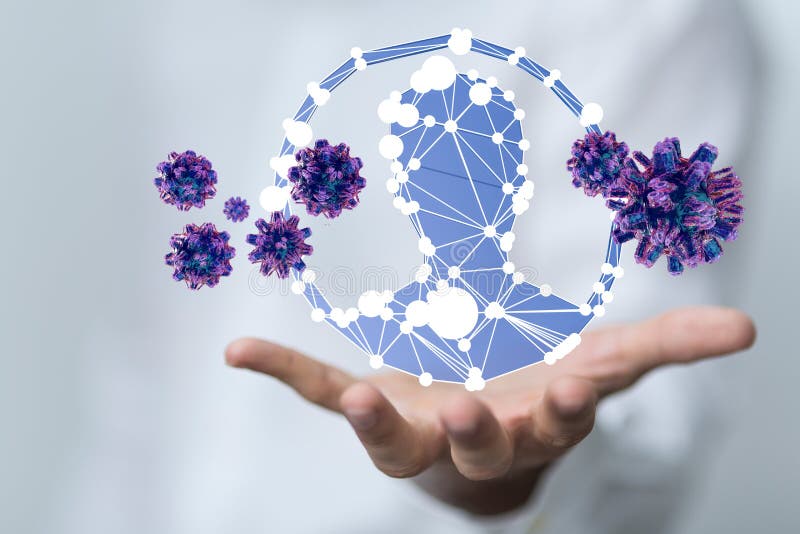 A Corona Virus - Microbiology and Virology Concept - 3d Rendering Stock ...